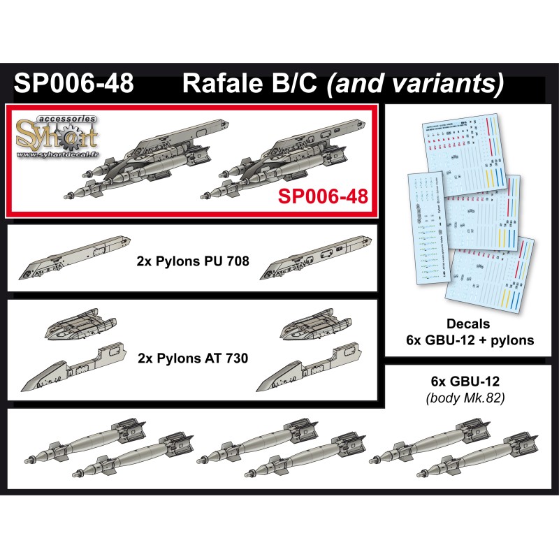 SP006 - 6x GBU-12 (corps Mk.82) + AT730 pylônes triple pour Rafale - (1/48)